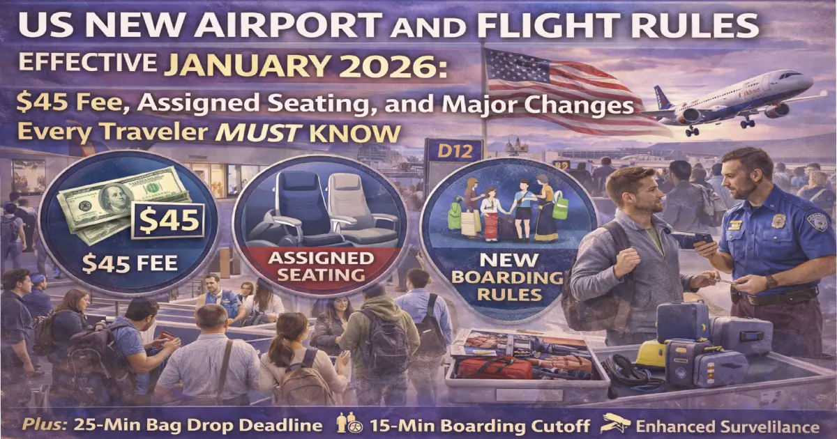 New US Flight Rules 2026: $45 Fee, Assigned Seating, Changes