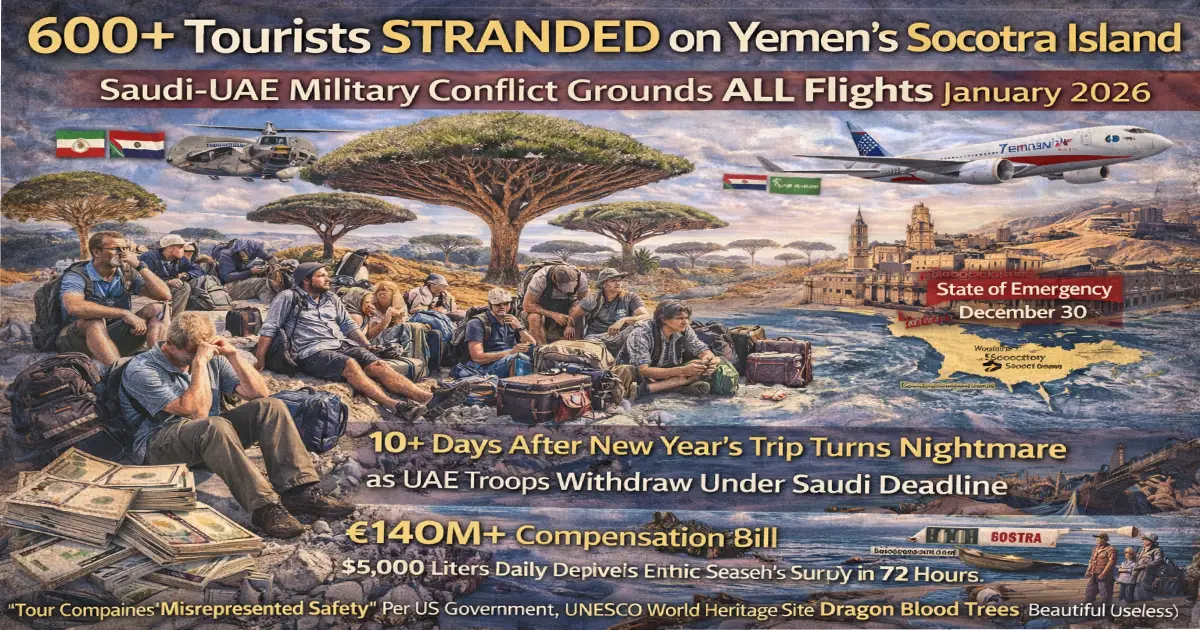 600 Tourists Stranded Socotra Yemen: Saudi-UAE Conflict 2026