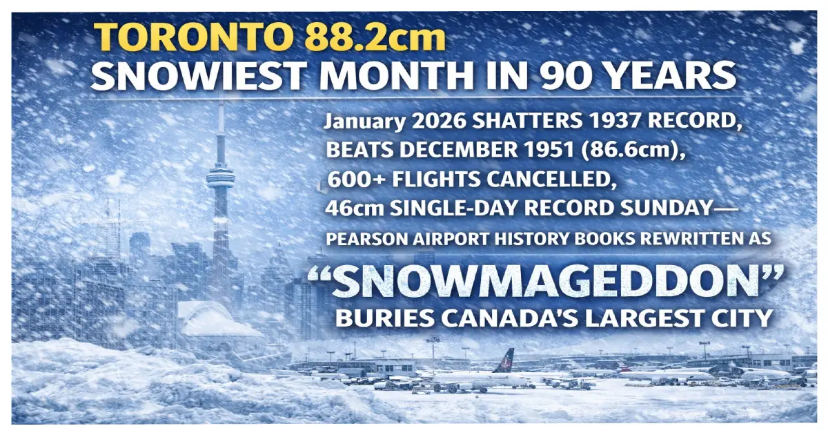 Toronto 88.2cm: Snowiest Month in 90 Years Breaks 1951 Record