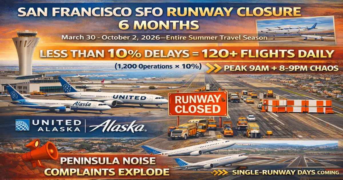 SFO Runway Closed 6 Months: March 30-Oct 2, 120+ Daily Delays
