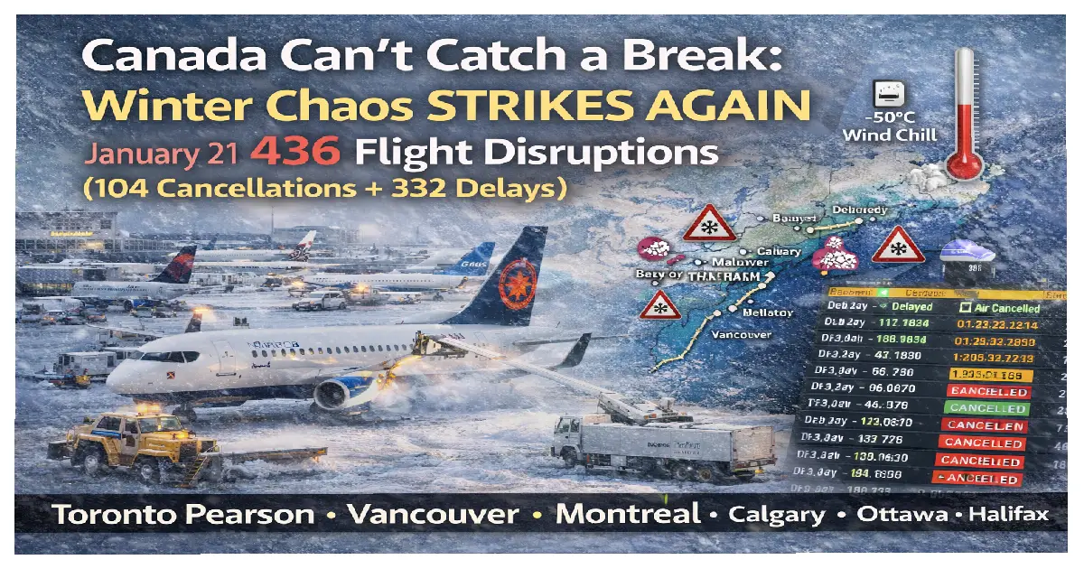 Canada Winter Chaos STRIKES AGAIN: 436 Flights Hit Jan 21