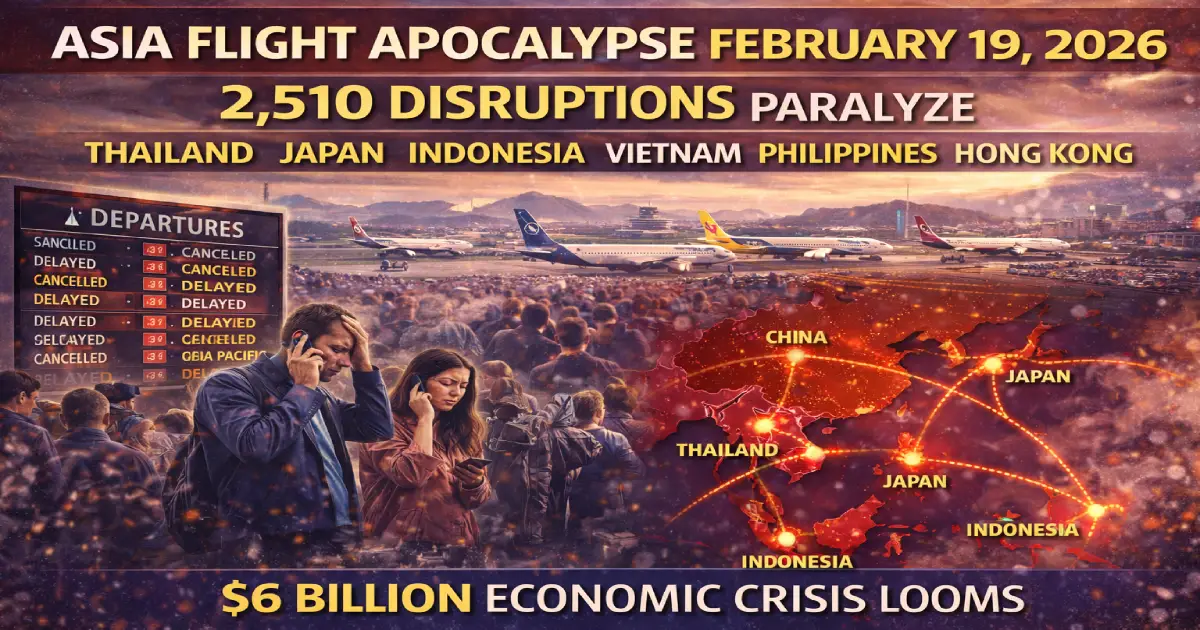 Asia Flight Chaos February 19, 2026: 2,510 Disruptions Hit 6