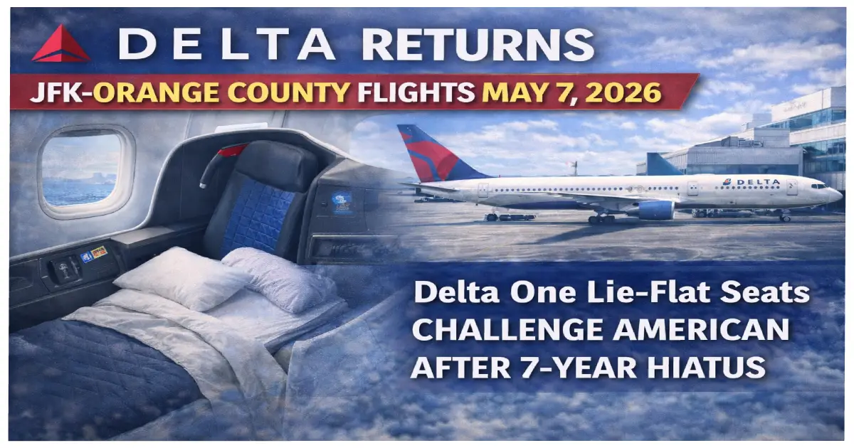 Delta JFK-Orange County Flights May 7: Lie-Flat Seats Return After 7 Years
