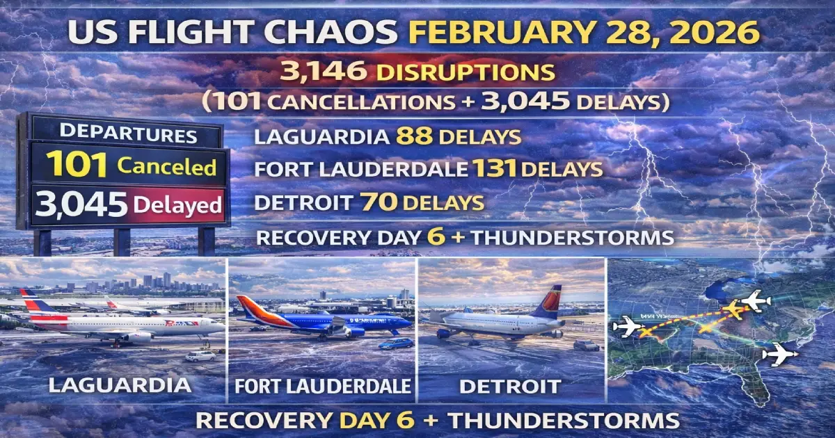 US Feb 28: 3,146 Disruptions—Orlando 165, Boston 142 Delays