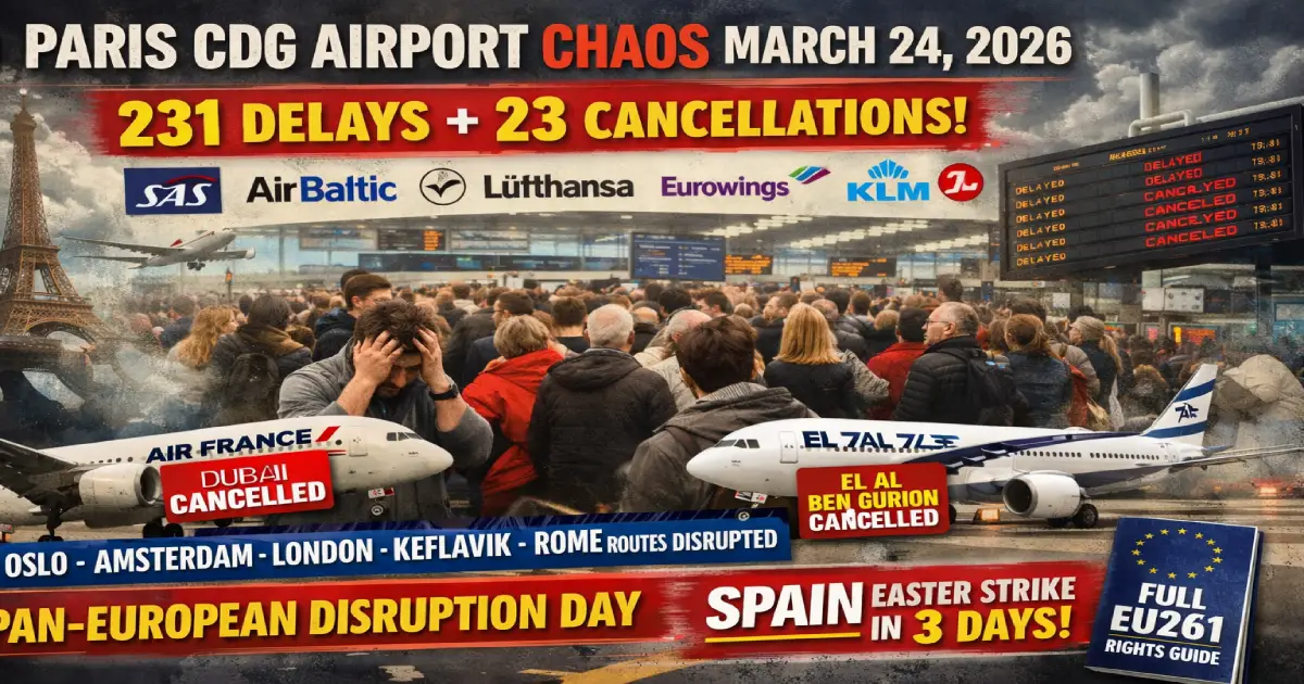 Paris CDG Chaos Mar 24: 231 Delays, SAS Lufthansa KLM Turkish