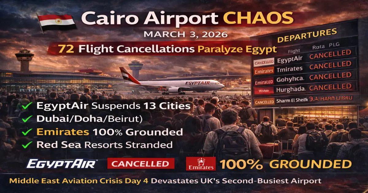 Cairo Airport Chaos: 72 Cancels, EgyptAir Suspends 13 Cities