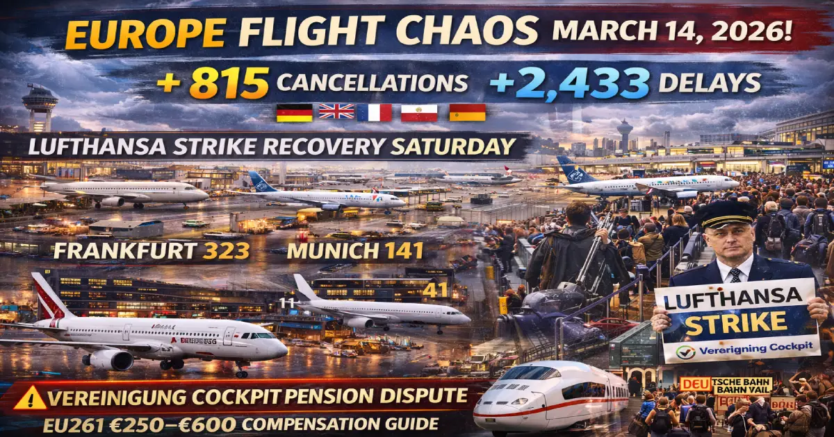 Europe Flight Chaos March 14: 815 Cancels,Lufthansa Recovery