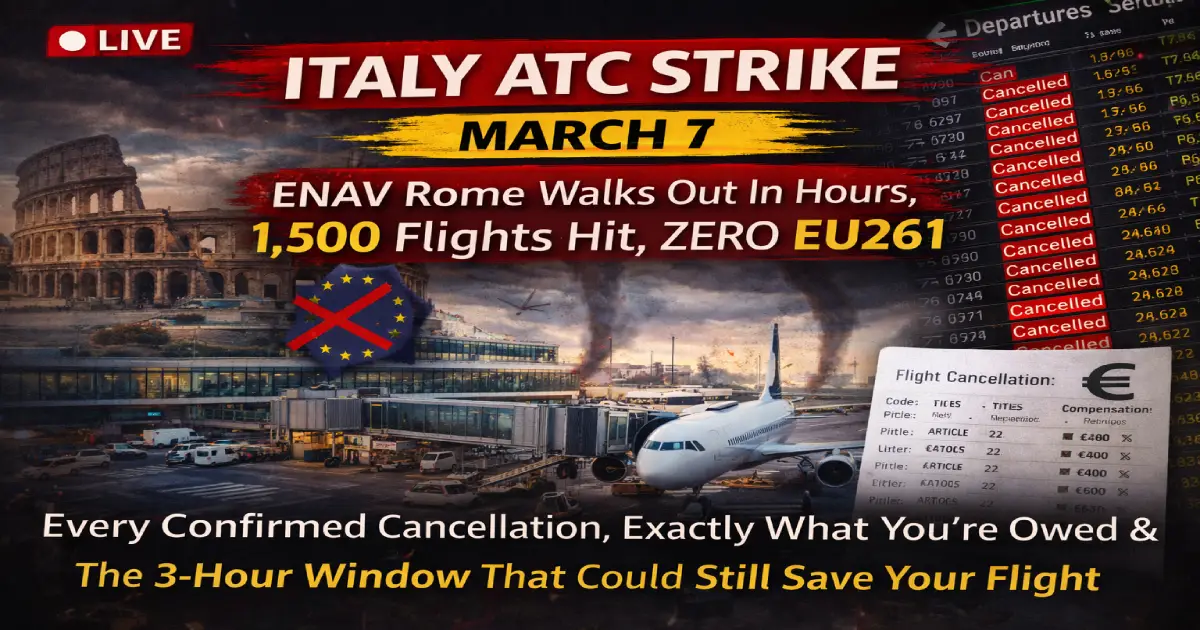 Italy ATC Strike TODAY: 1,500 Flights, 0 EU261 — Live