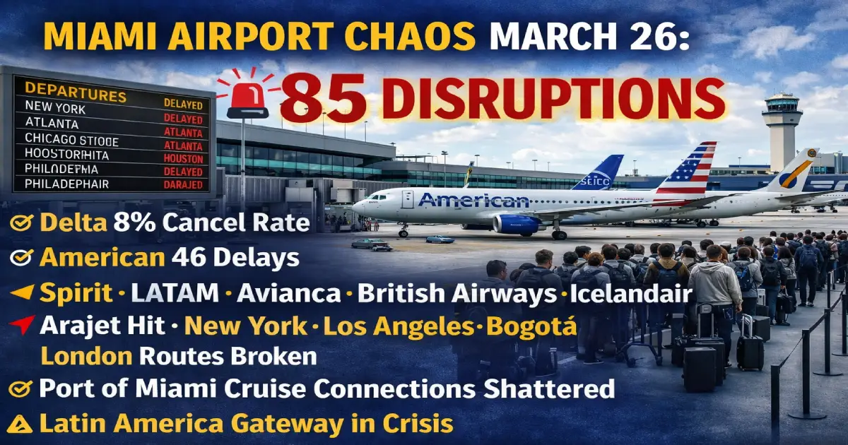 Miami Airport Chaos March 26: 85 Disruptions Delta AA Hit