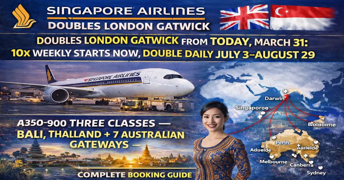 Singapore Airlines Doubles Gatwick TODAY: 10x Weekly + Bali