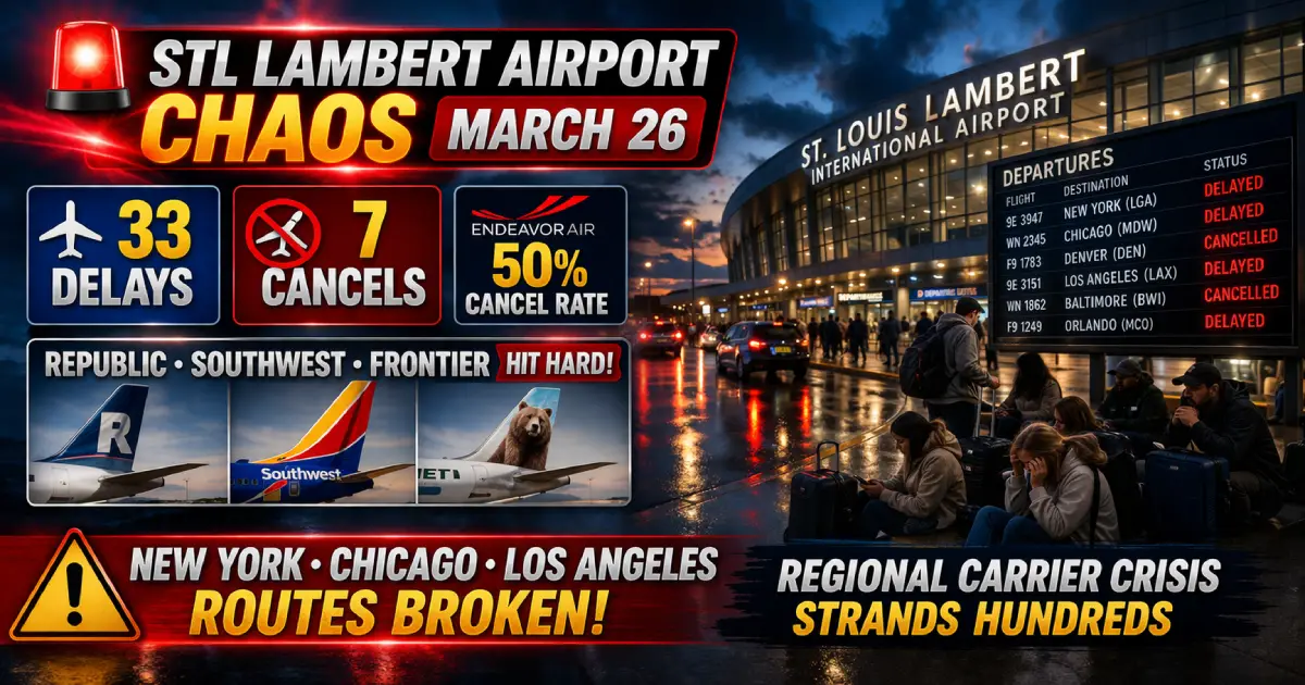 STL Lambert Airport Chaos March 26: 40 Disruptions Today