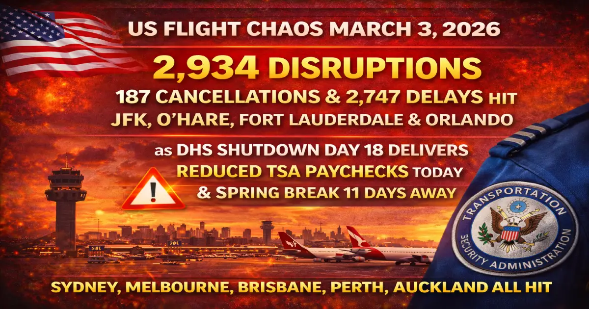 US Chaos Mar 3: 2,934 Disruptions + TSA Gets Cut Pay TODAY