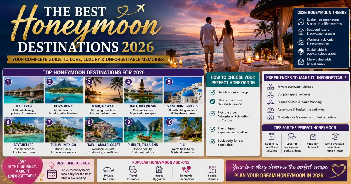 Best Honeymoon Destinations 2026: Complete Guide