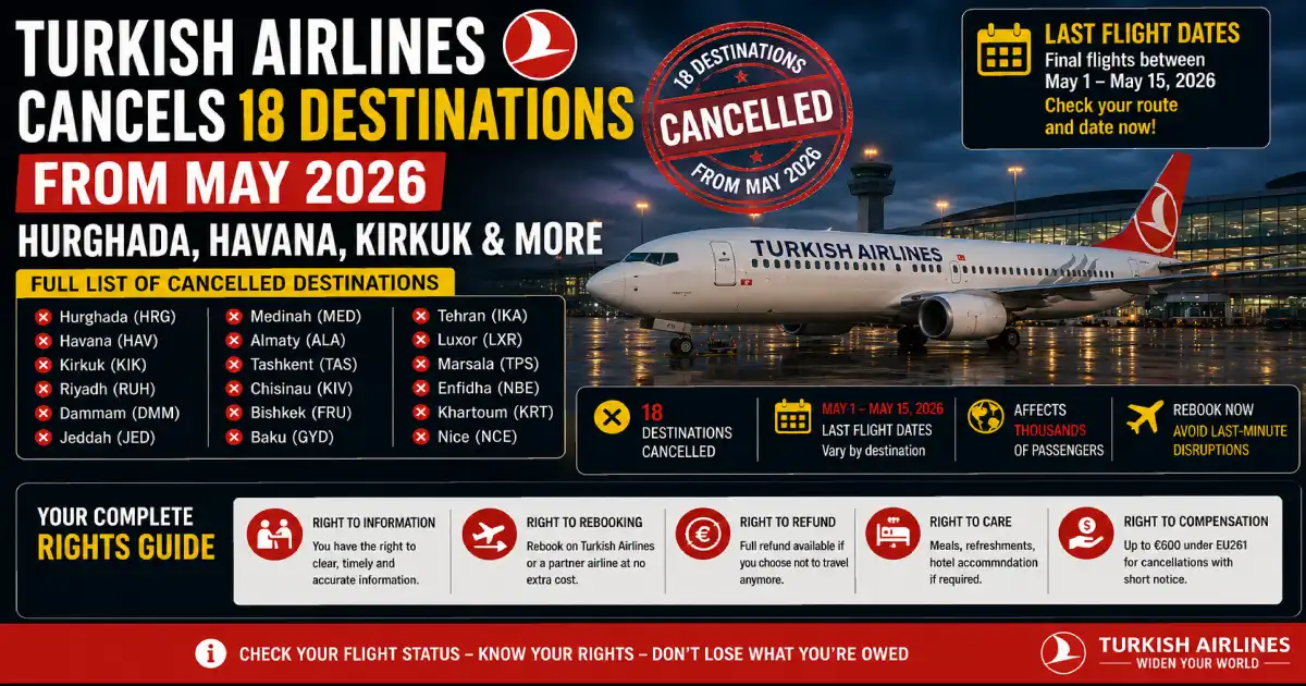 Turkish Airlines Cancels 18 Destinations May 2026: Is Your Booking ...